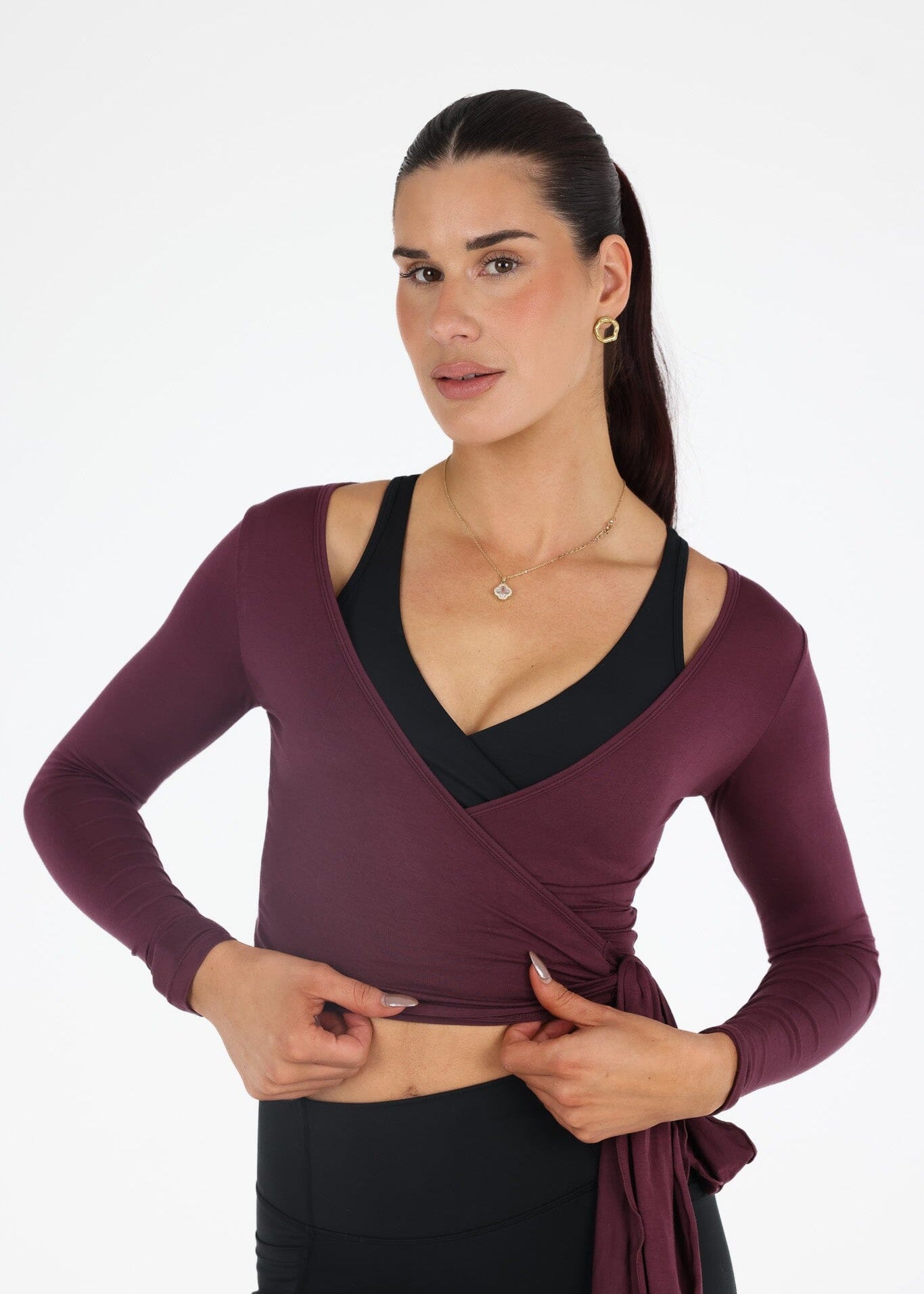 Alowa Wrap Top Burgundy – ALOWA APPAREL