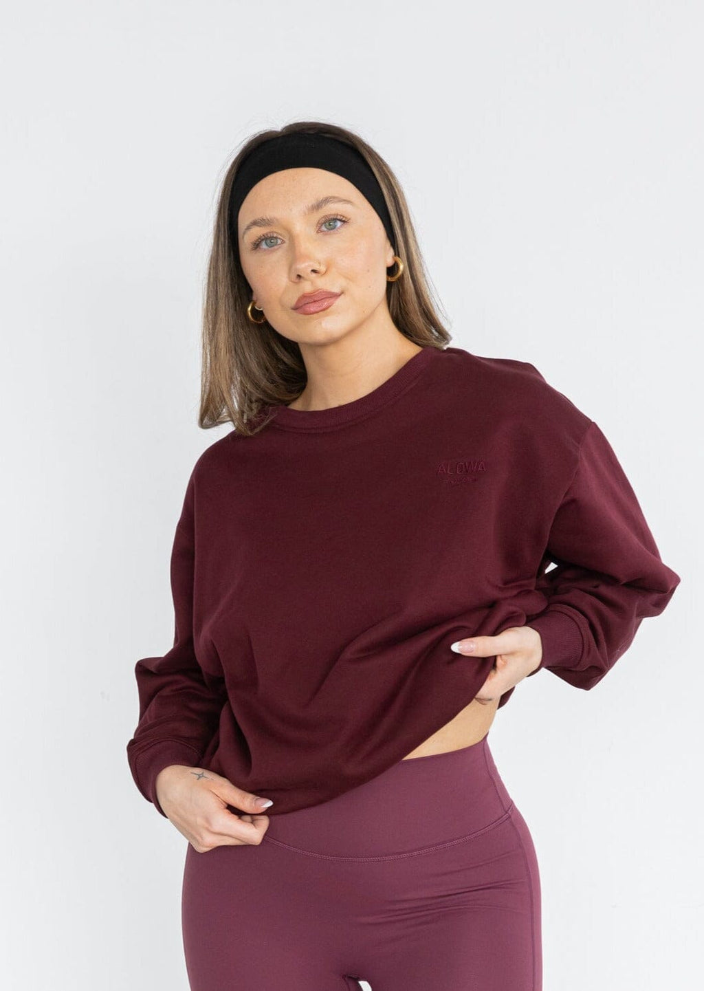 Maya Oversized Crewneck Burgundy – ALOWA APPAREL